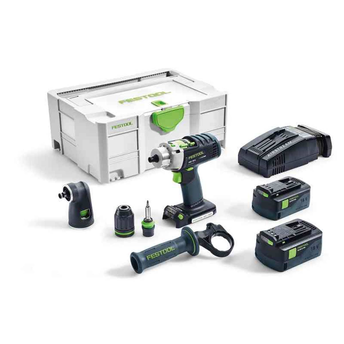 FESTOOL PERCEUSE A PERCUSSION SANS FIL QUADRIVE PDC18/4 - 5,2AH-18V +2 ...